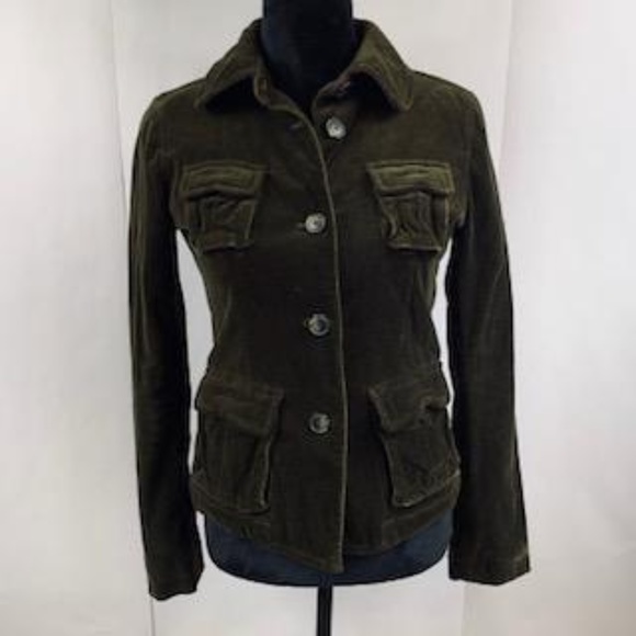 LOFT | Jackets & Coats | Loft Velvet Velour Hunter Green Quilted Jacket ...